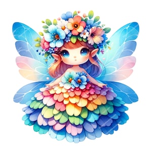 Floral Fairy Clipart Bundle, Spring Floral Fairy Clipart, Watercolor ...