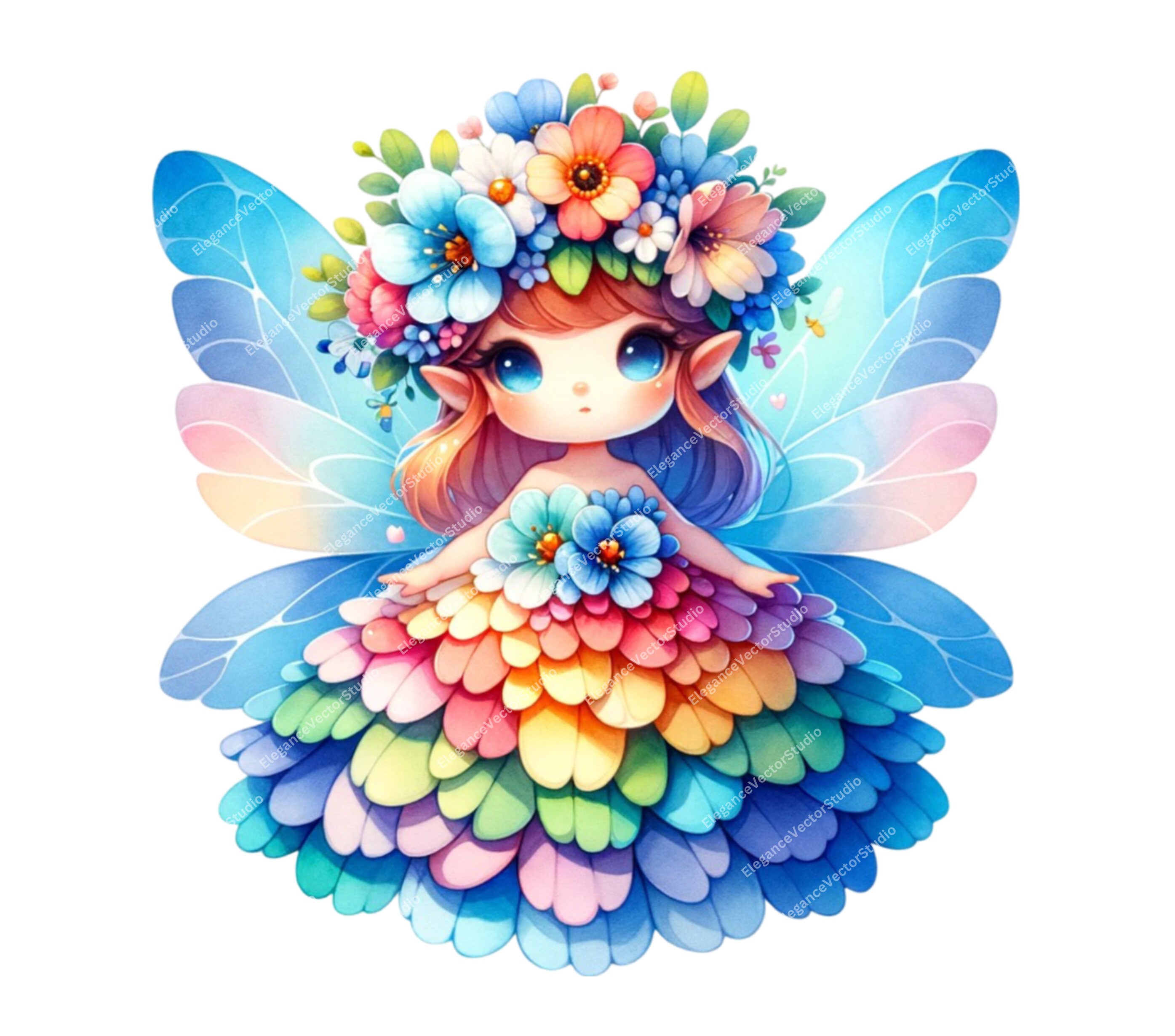 Floral Fairy Clipart Bundle, Spring Floral Fairy Clipart, Watercolor ...