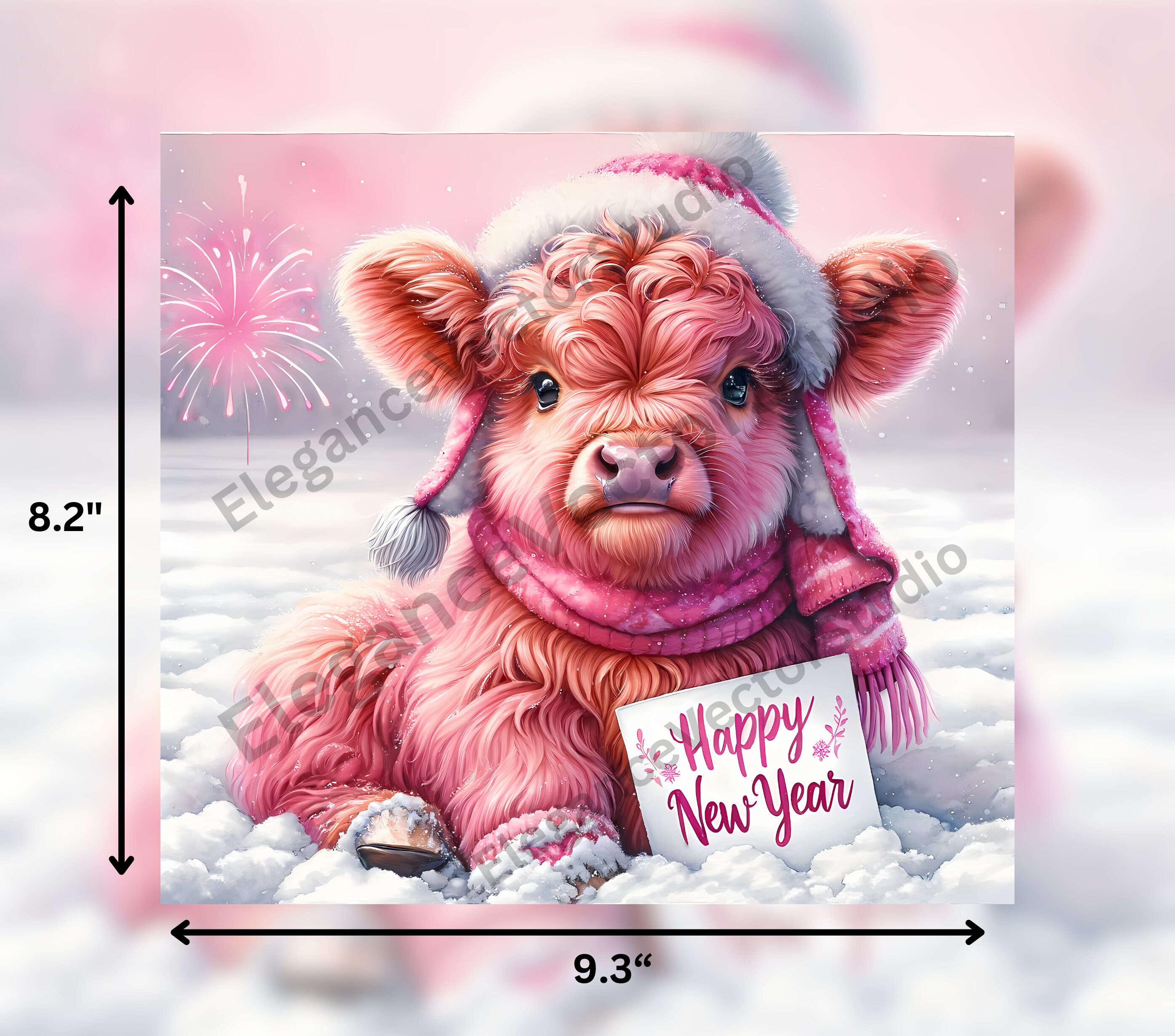 Highland Cow Happy New Year Tumbler Wrap: Personalizable 20oz PNG - Etsy