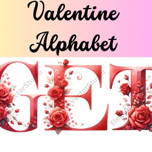 Valentines Day Alphabet PNG, Valentines Letters Print, Valentines ...