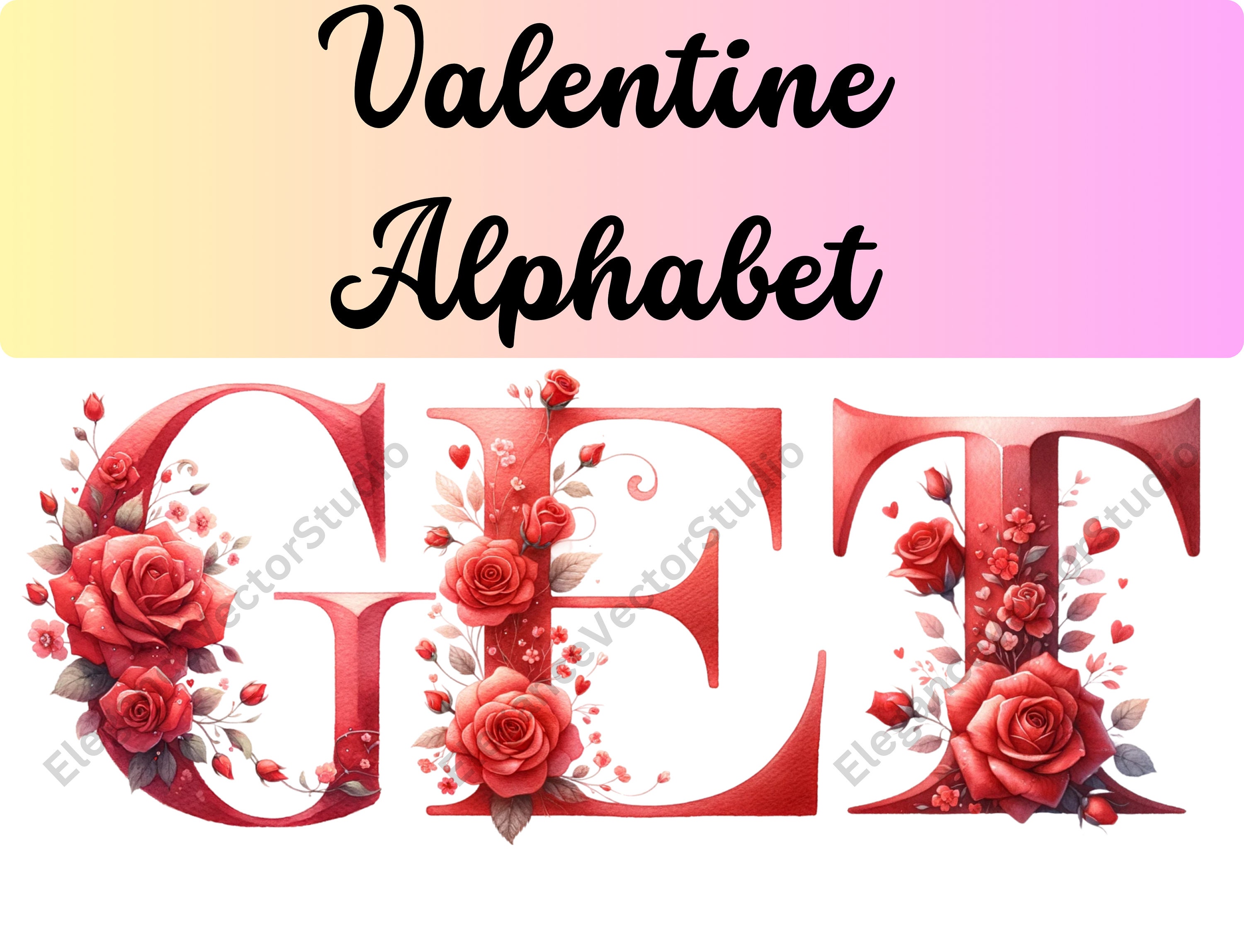 Valentines Day Alphabet PNG, Valentines Letters Print, Valentines ...
