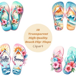 Summer Flip Flops Clipart Bundle, Summer Graphics, Beach Shoes Png ...