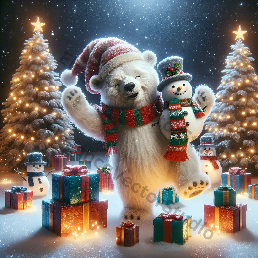 Christmas Polar Bear Clipart 16 High Quality Jpgs, Christmas Snowman ...