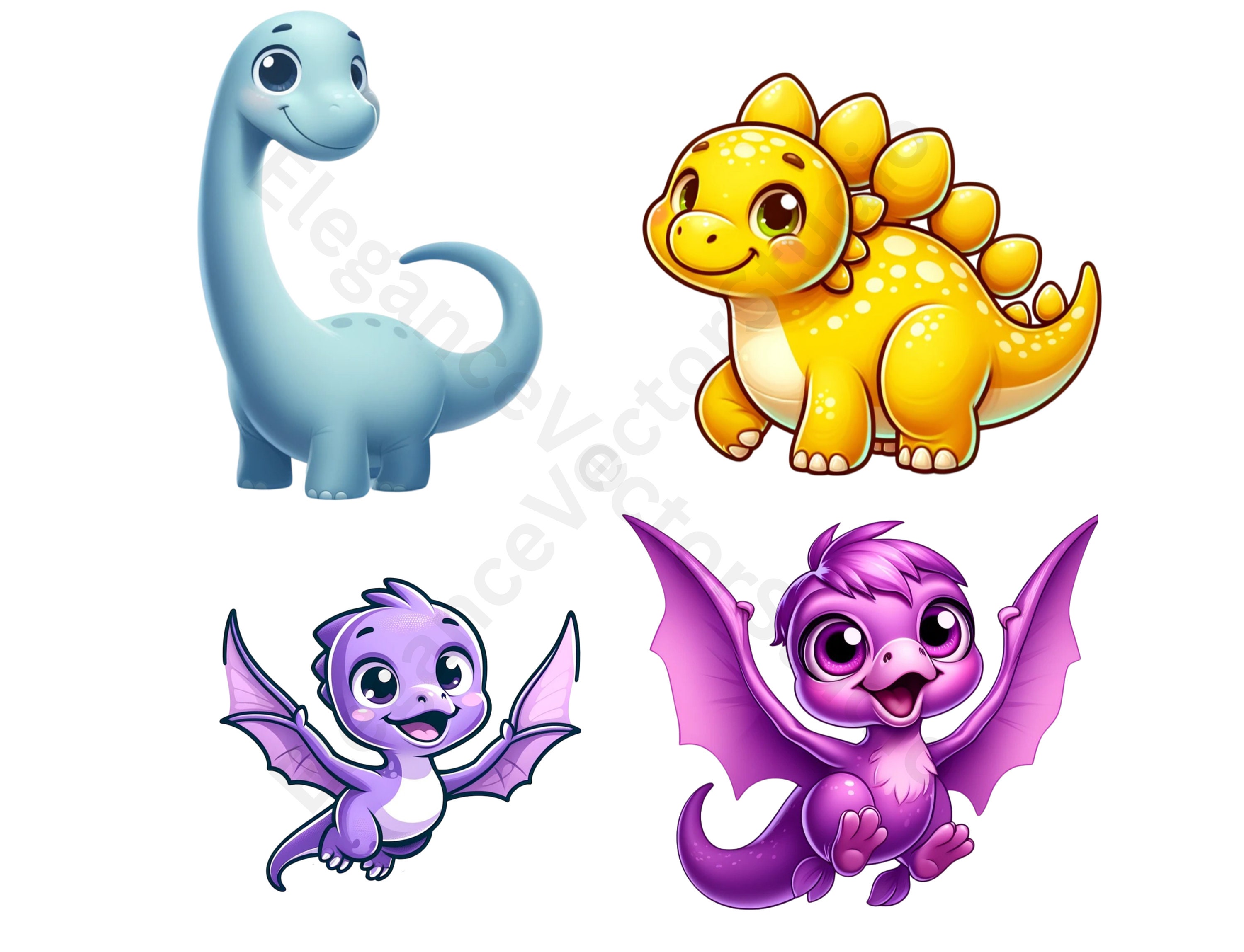 Cute Dinosaurs Clipart, Nursery Dinosaur Clipart, Dino Girls Clipart ...