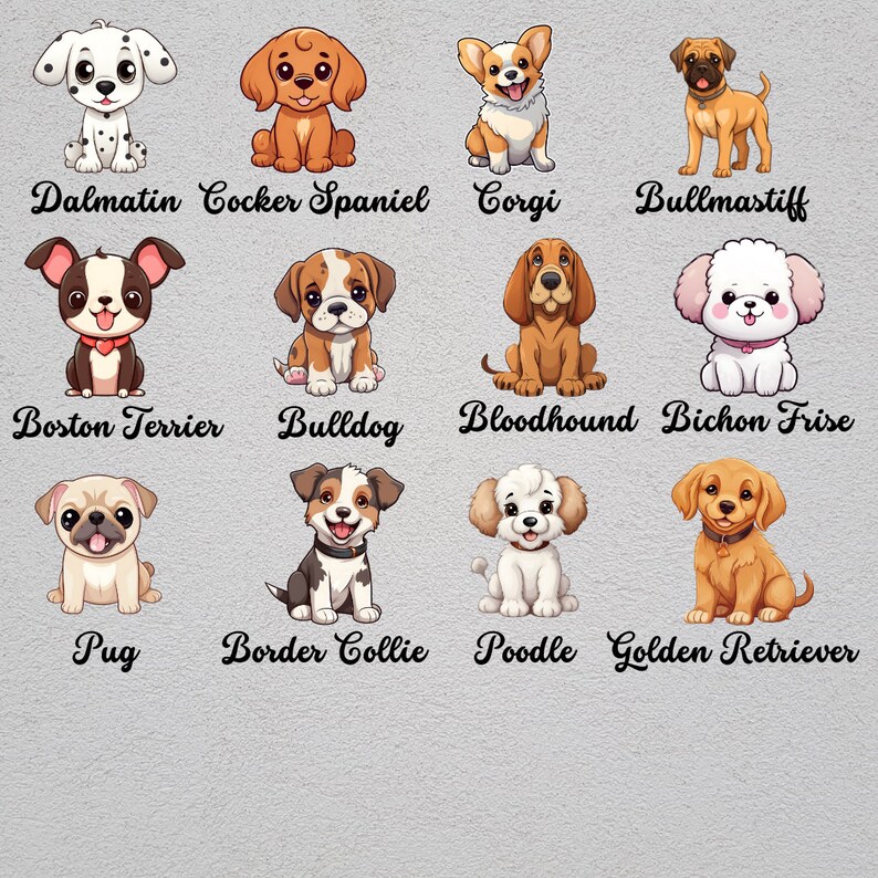 Puppies Clipart Bundle, 30 Dog Breeds Clipart Bundle, Puppy Dog Clipart ...