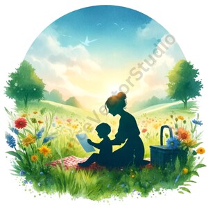 Happy Mother's Day Clipart Bundle, Mom and Child Clipart Set, Mothers ...