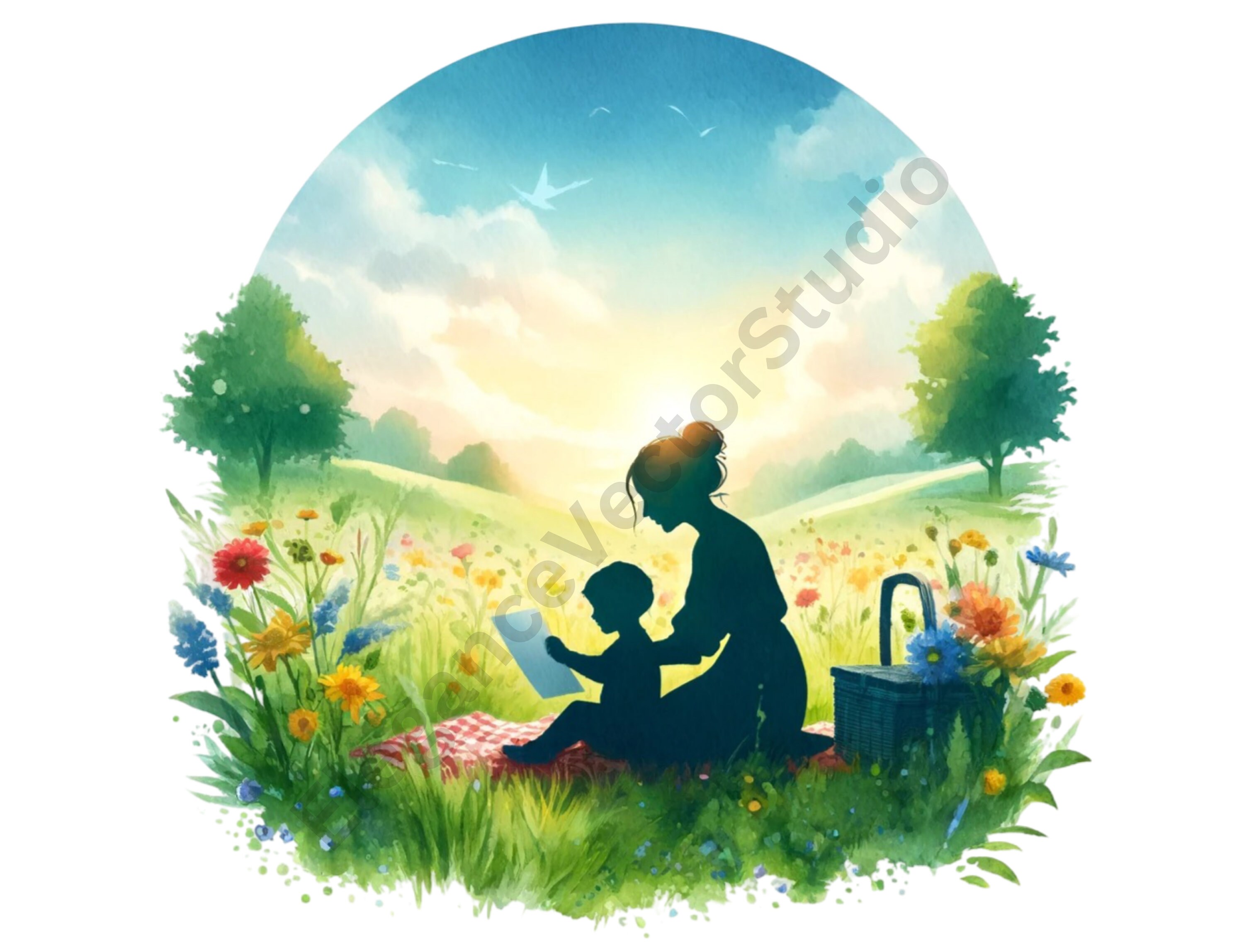 Happy Mother's Day Clipart Bundle, Mom and Child Clipart Set, Mothers ...