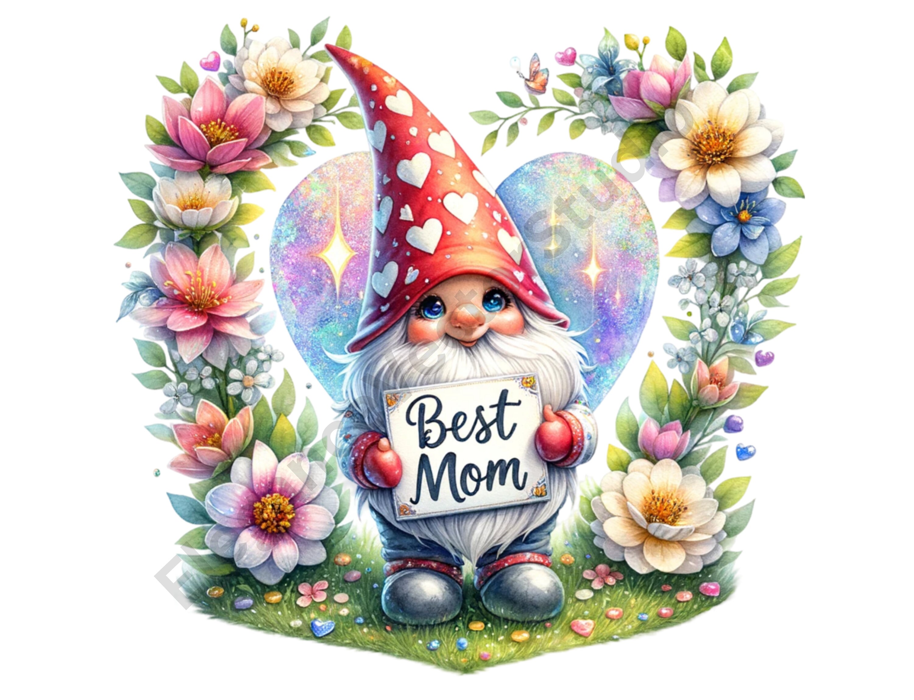 Watercolor Mothers Day Clipart Bundle, Gnome Clipart Design, Mothers ...