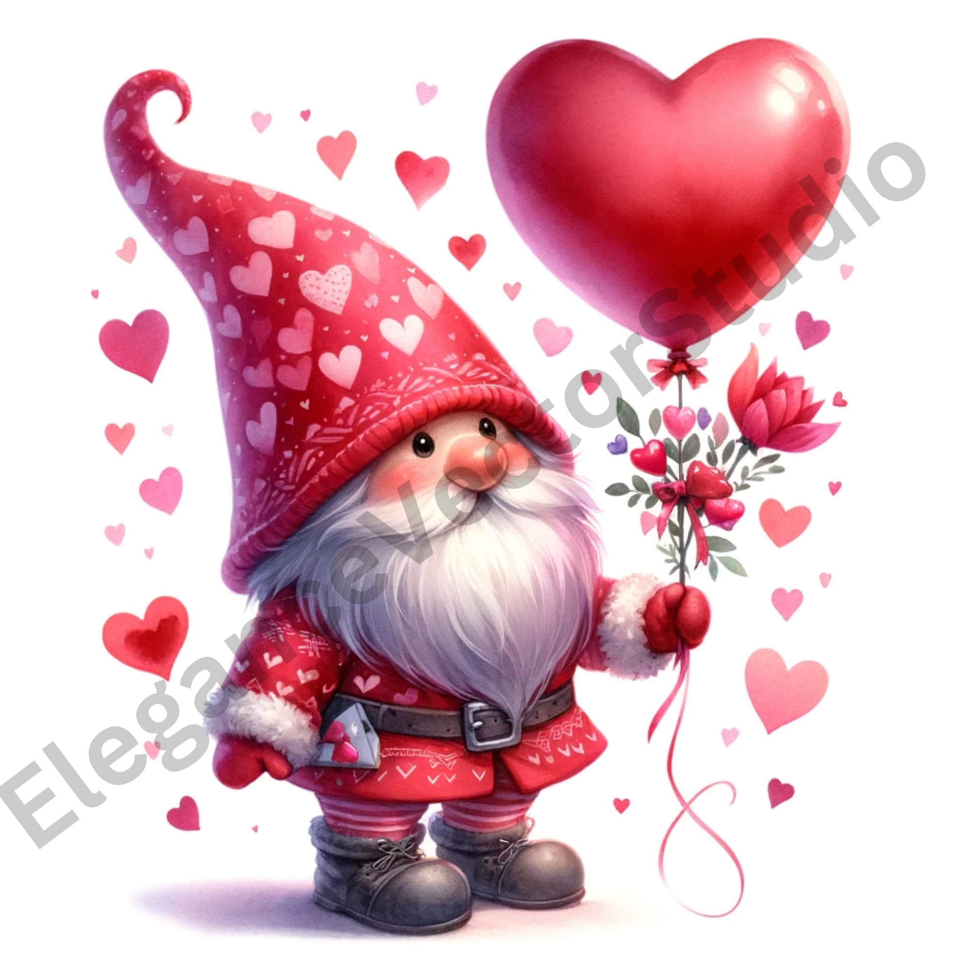 Valentines Gnome Clipart 20 High Quality Pngs, Set 2, Memory Book, Junk ...