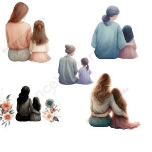 Happy Mother's Day Clipart Bundle, Mom and Child Clipart Set, Mother's ...