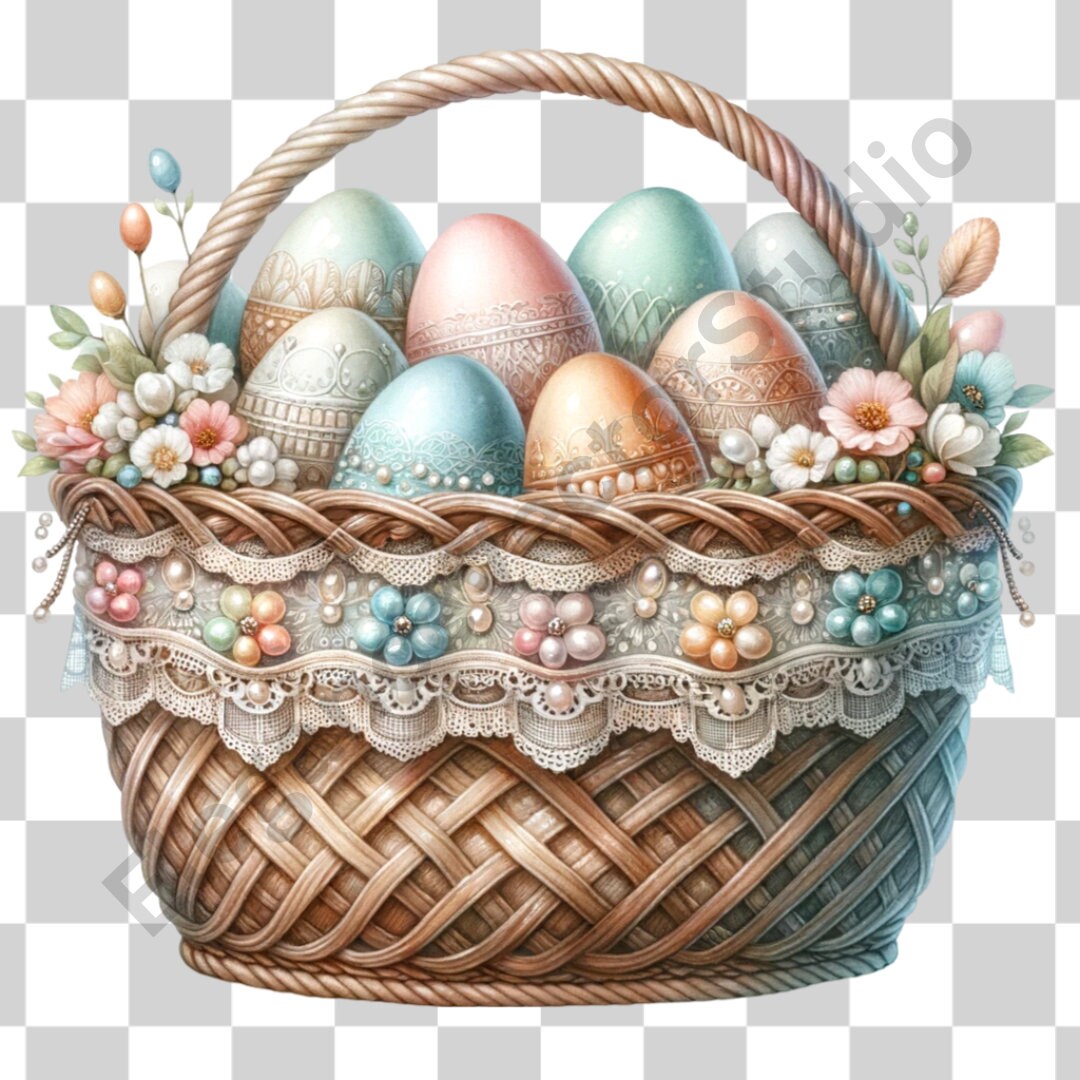 Watercolor Easter Basket Clipart, Easter Clipart Set, Watercolor Easter ...