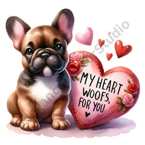 Valentine French Bulldog Clipart, Set of 41 Images, Valentines Day ...