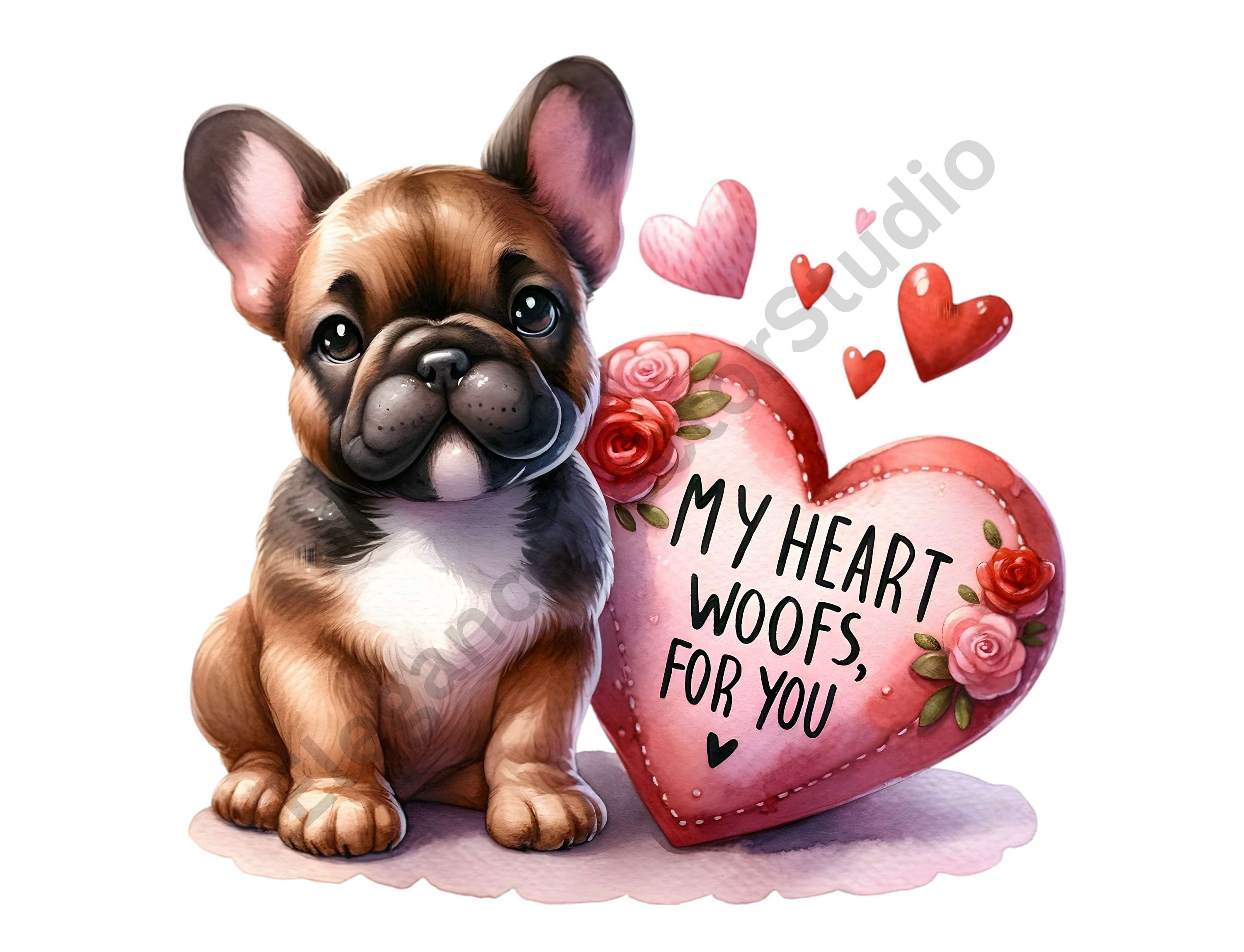 Valentine French Bulldog Clipart, Set of 41 Images, Valentines Day ...
