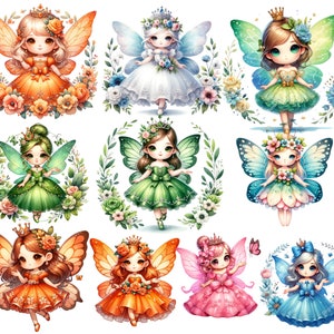 Floral Fairy Clipart Bundle, Spring Floral Fairy Clipart, Watercolor ...