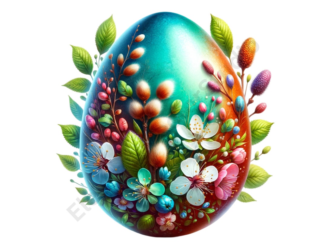 Floral Easter Egg Clipart Bundle, Easter Eggs PNG, Sublimation Design ...