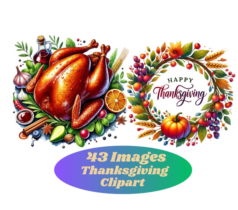 Thanksgiving Clipart Bundle: 43 PNG Designs (digital Download) - Etsy