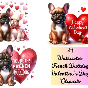 Valentine French Bulldog Clipart, Set of 41 Images, Valentines Day ...