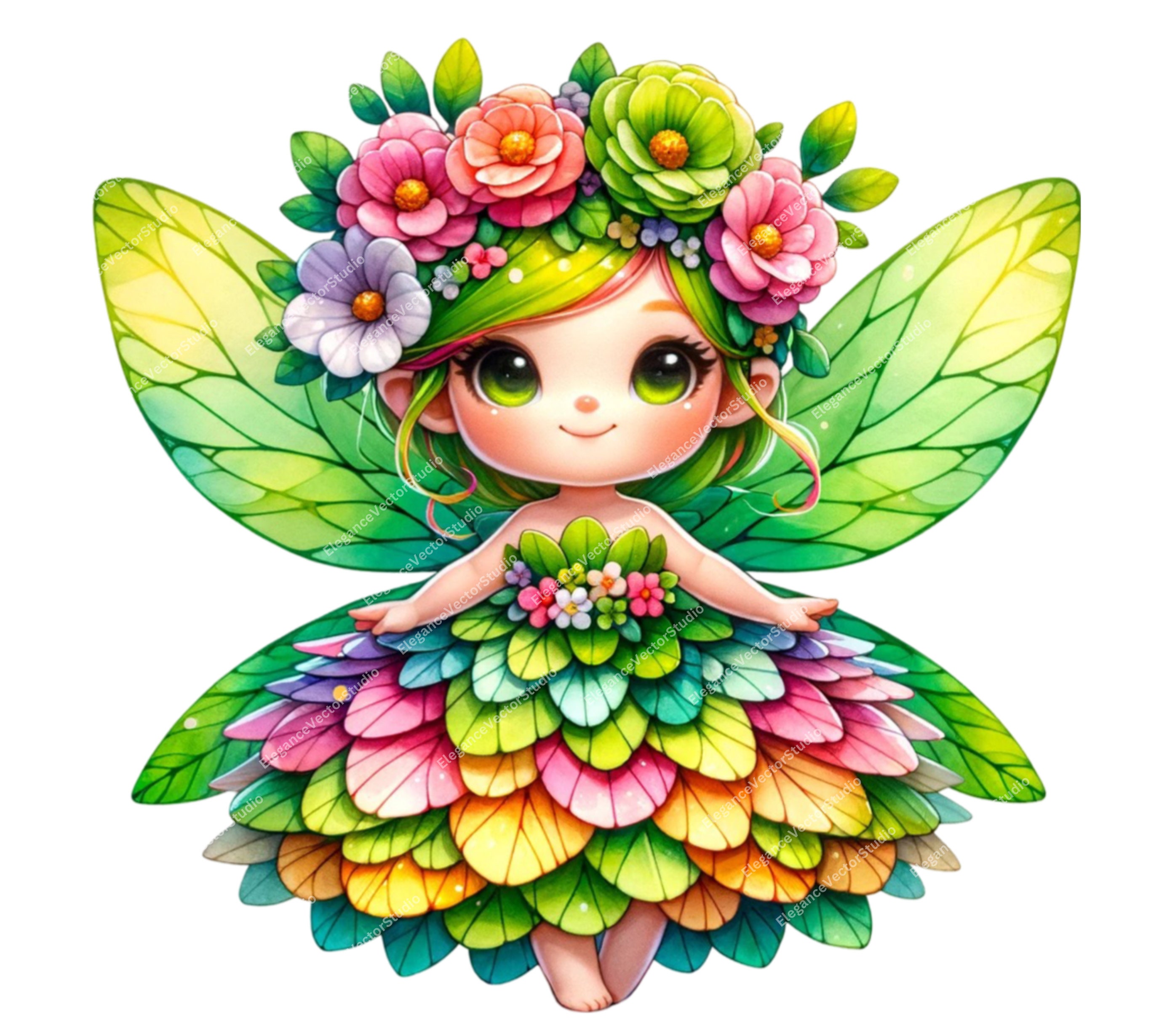 Floral Fairy Clipart Bundle, Spring Floral Fairy Clipart, Watercolor ...