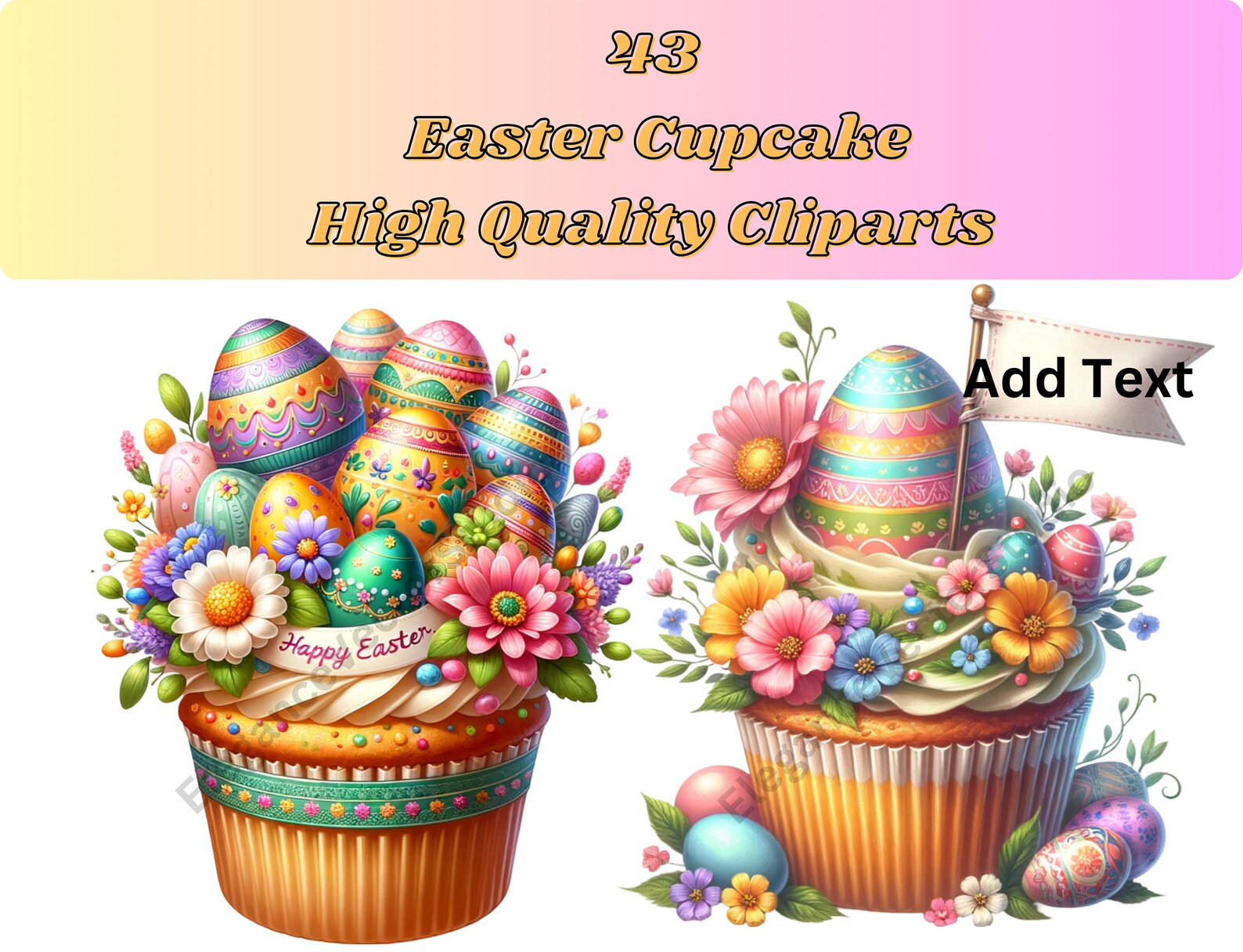 Easter Cupcake Clipart 43 High Quality Pngs, Easter Clipart PNG, Easter ...