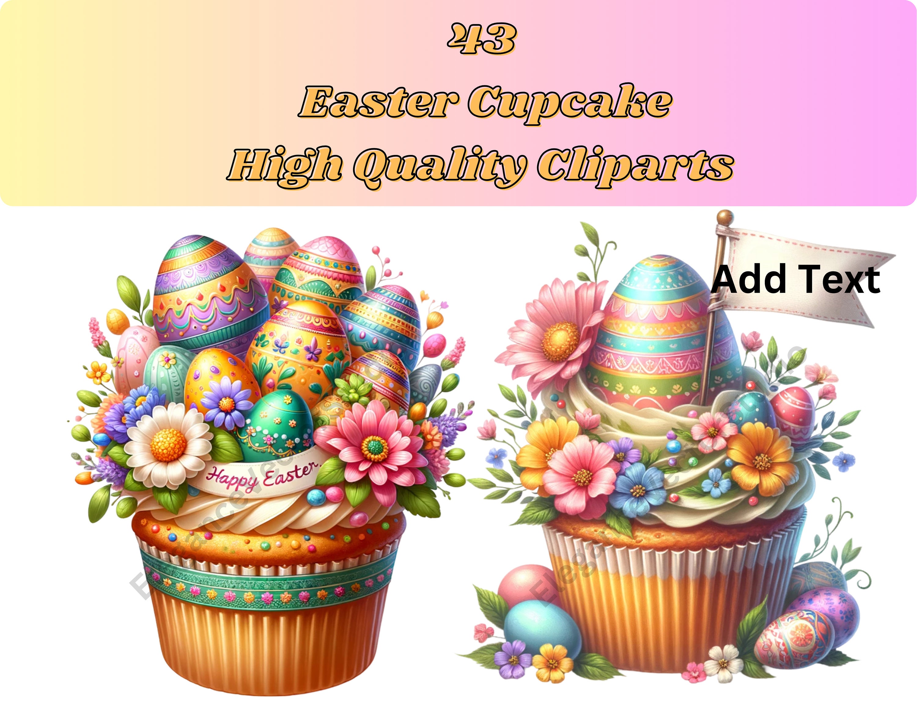 Easter Cupcake Clipart 43 High Quality Pngs, Easter Clipart PNG, Easter ...