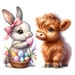 Easter Baby Highland Cow Clipart, Easter Bunny PNG, Easter Highlandcow ...