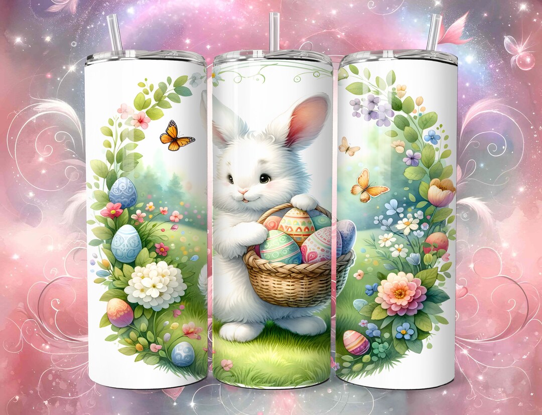 Easter Bunny Tumbler Wrap, Easter Basket Tumbler Design, 20 Oz Skinny ...
