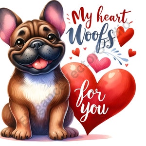 Valentine French Bulldog Clipart, Set of 41 Images, Valentines Day ...
