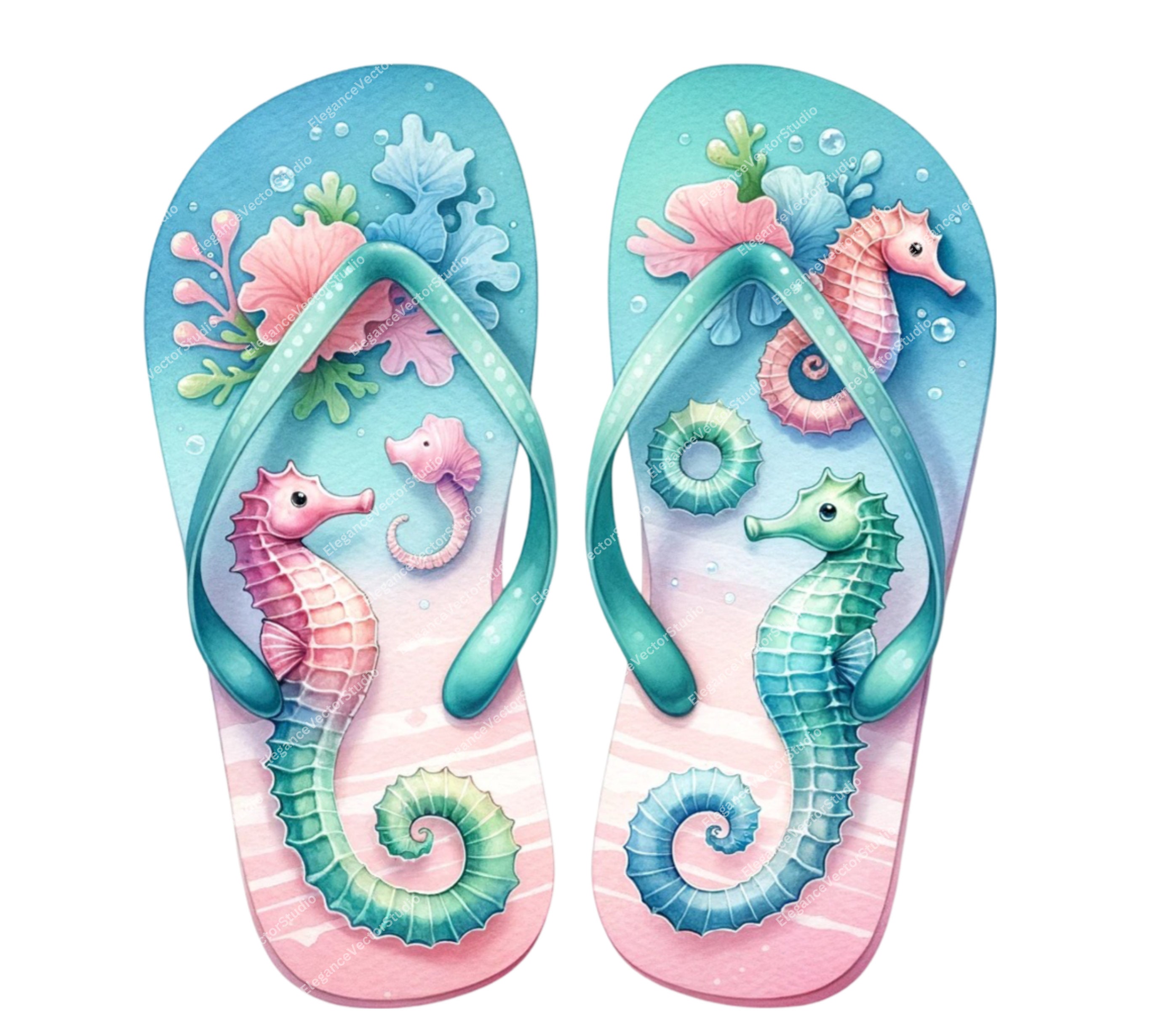 Summer Flip Flops Clipart Bundle, Summer Graphics, Beach Shoes Png ...