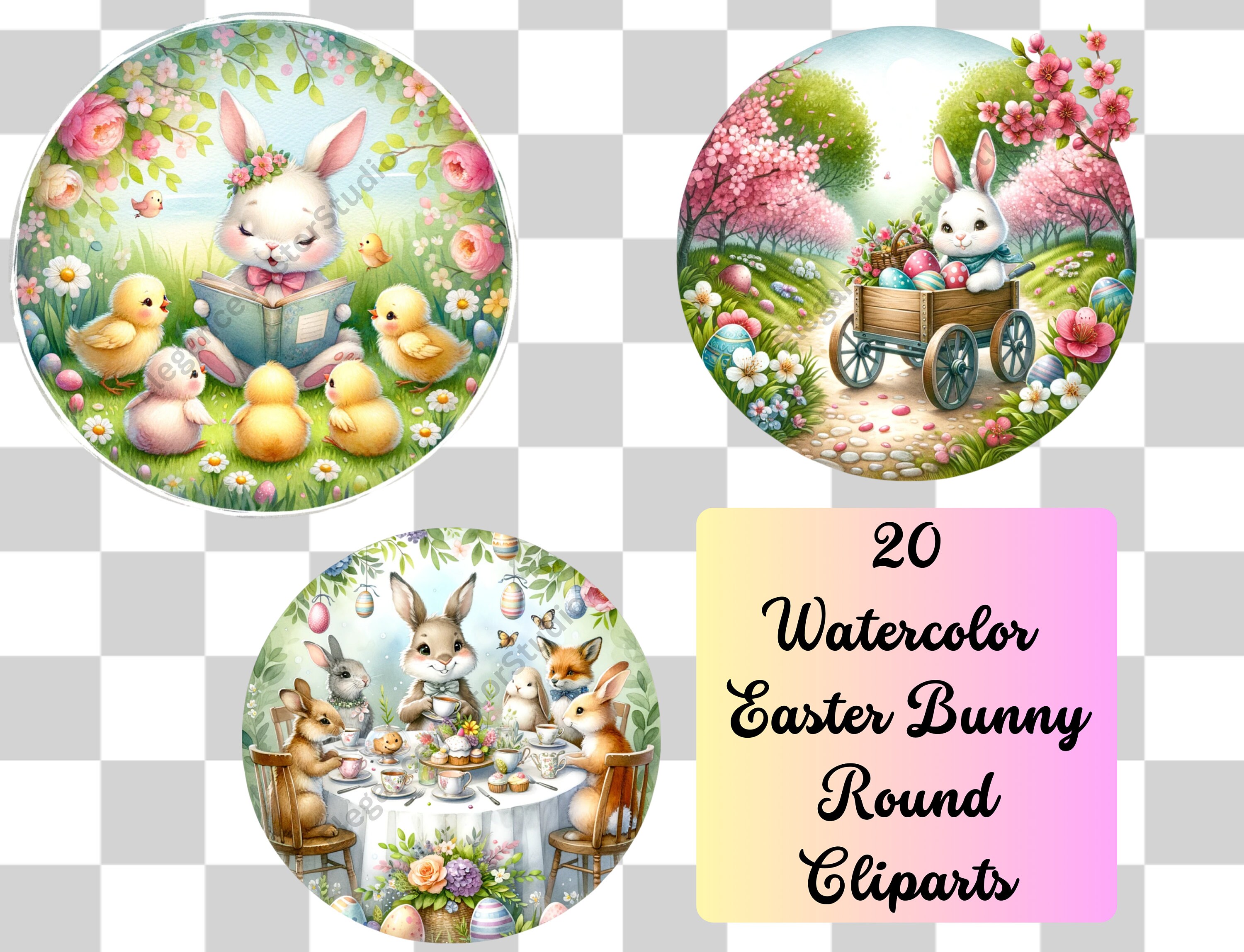 Watercolor Easter Bunny Clipart, Easter Bunny Png, Digital Download ...