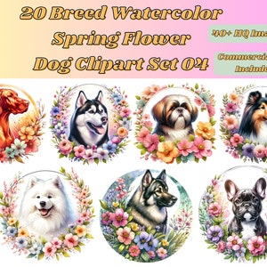 Watercolor Dog Clipart Bundle Floral Set 04 | High Quality 300 DPI PNG ...