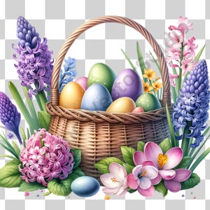 Watercolor Easter Basket Clipart, Easter Clipart Set, Watercolor Easter ...