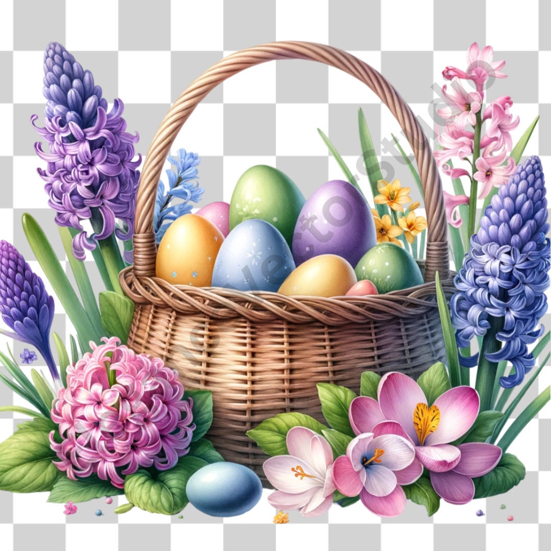 Watercolor Easter Basket Clipart, Easter Clipart Set, Watercolor Easter ...