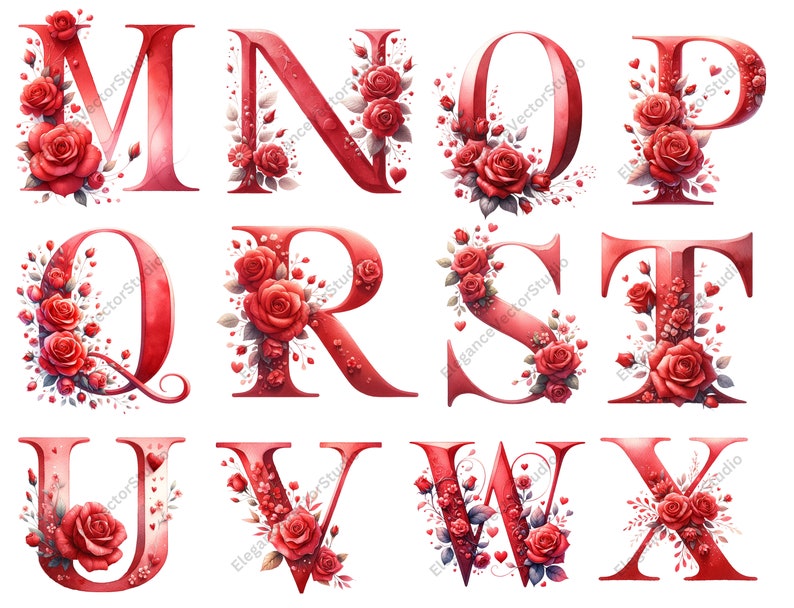 Valentines Day Alphabet PNG, Valentines Letters Print, Valentines ...