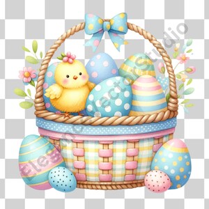 Watercolor Easter Basket Clipart, Easter Clipart Set, Watercolor Easter ...