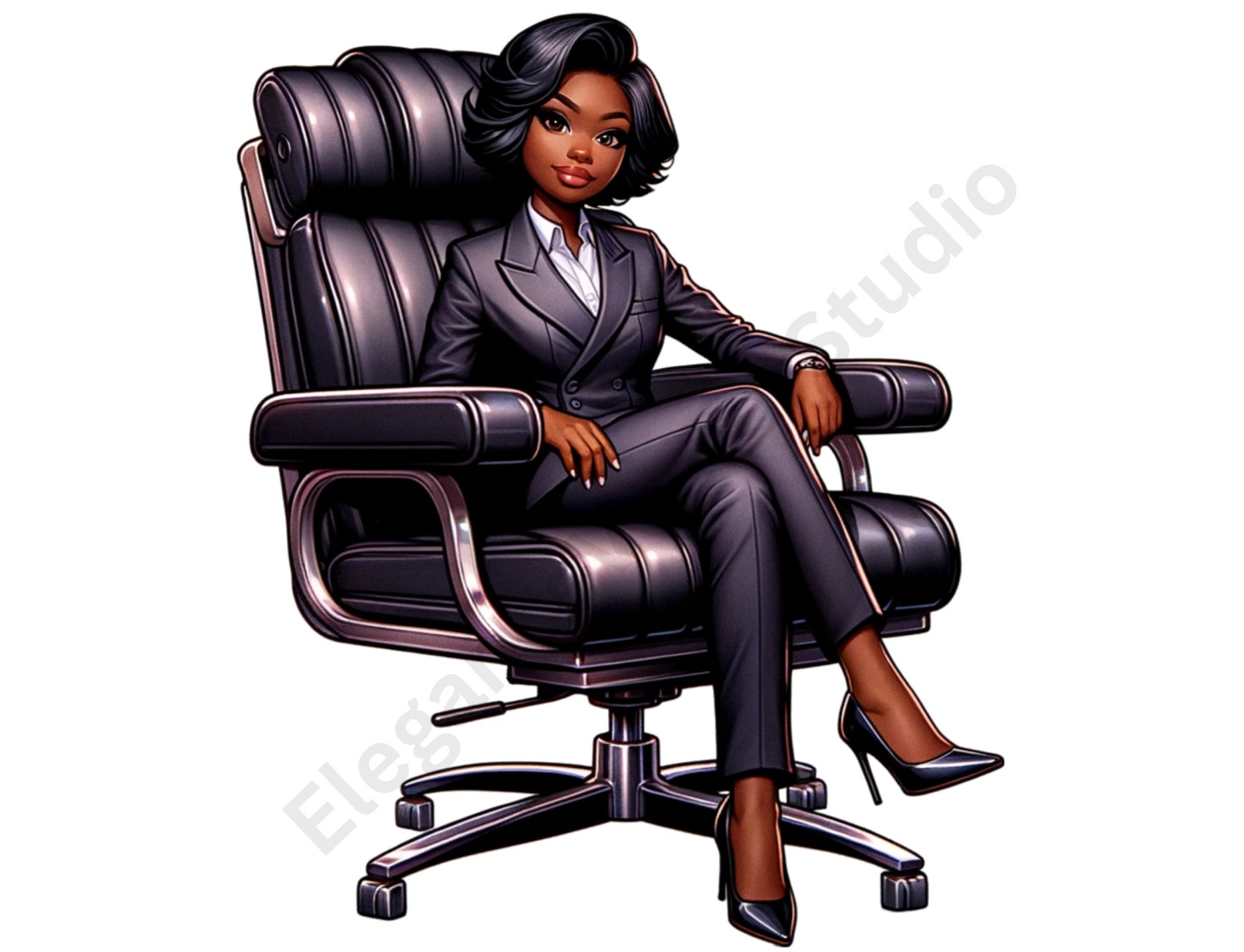 Cartoon Black Girl Business Woman Bundle Black Women PNG Clipart Set ...