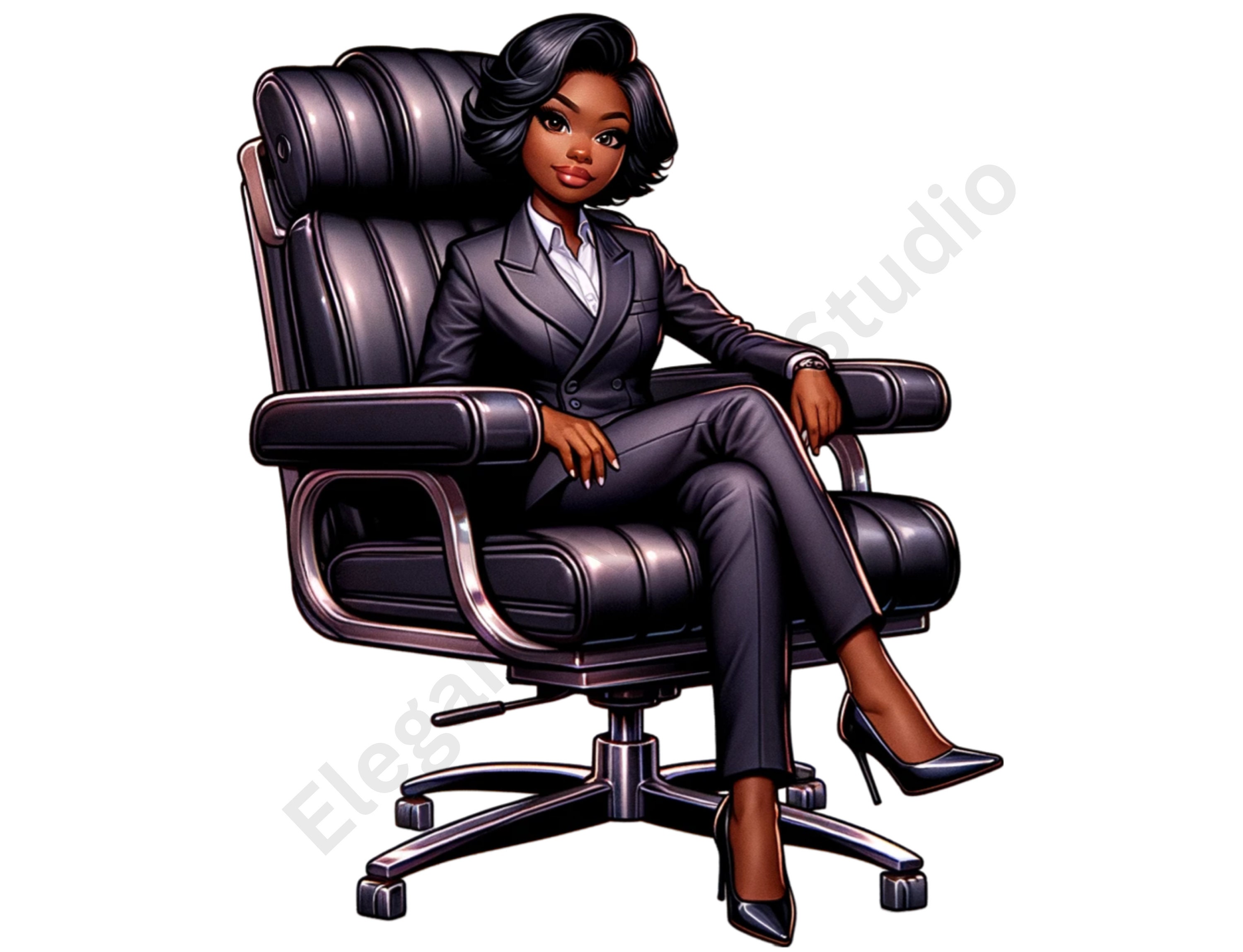 Cartoon Black Girl Business Woman Bundle Black Women PNG Clipart Set ...
