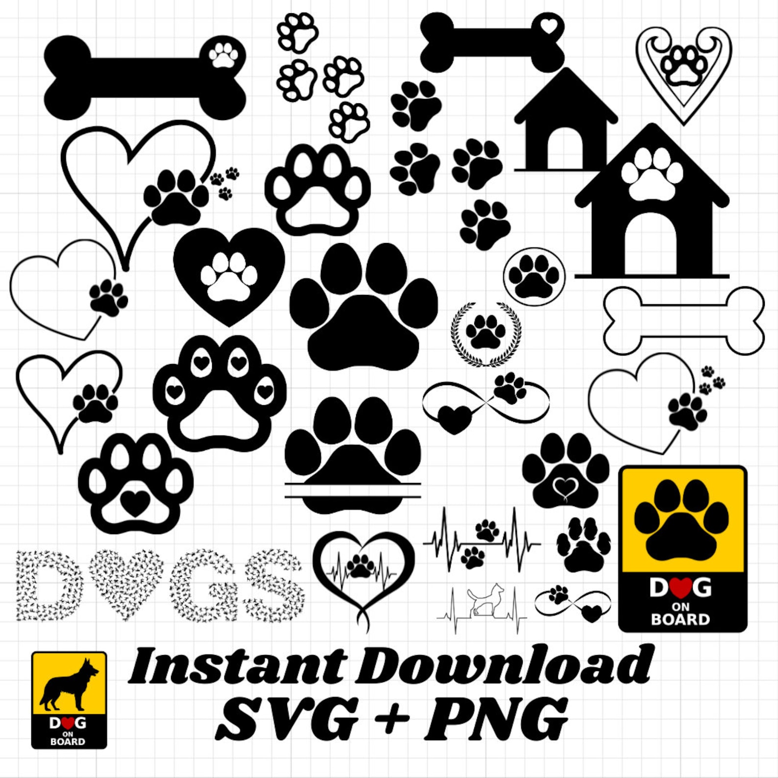 Dog Svg BUNDLE, Paw Print Svg, Dog Paw Svg Print, Paw Svg, Dog Mom Svg ...