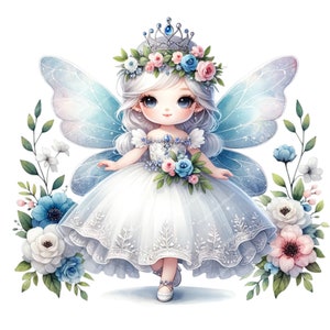 Floral Fairy Clipart Bundle, Spring Floral Fairy Clipart, Watercolor ...