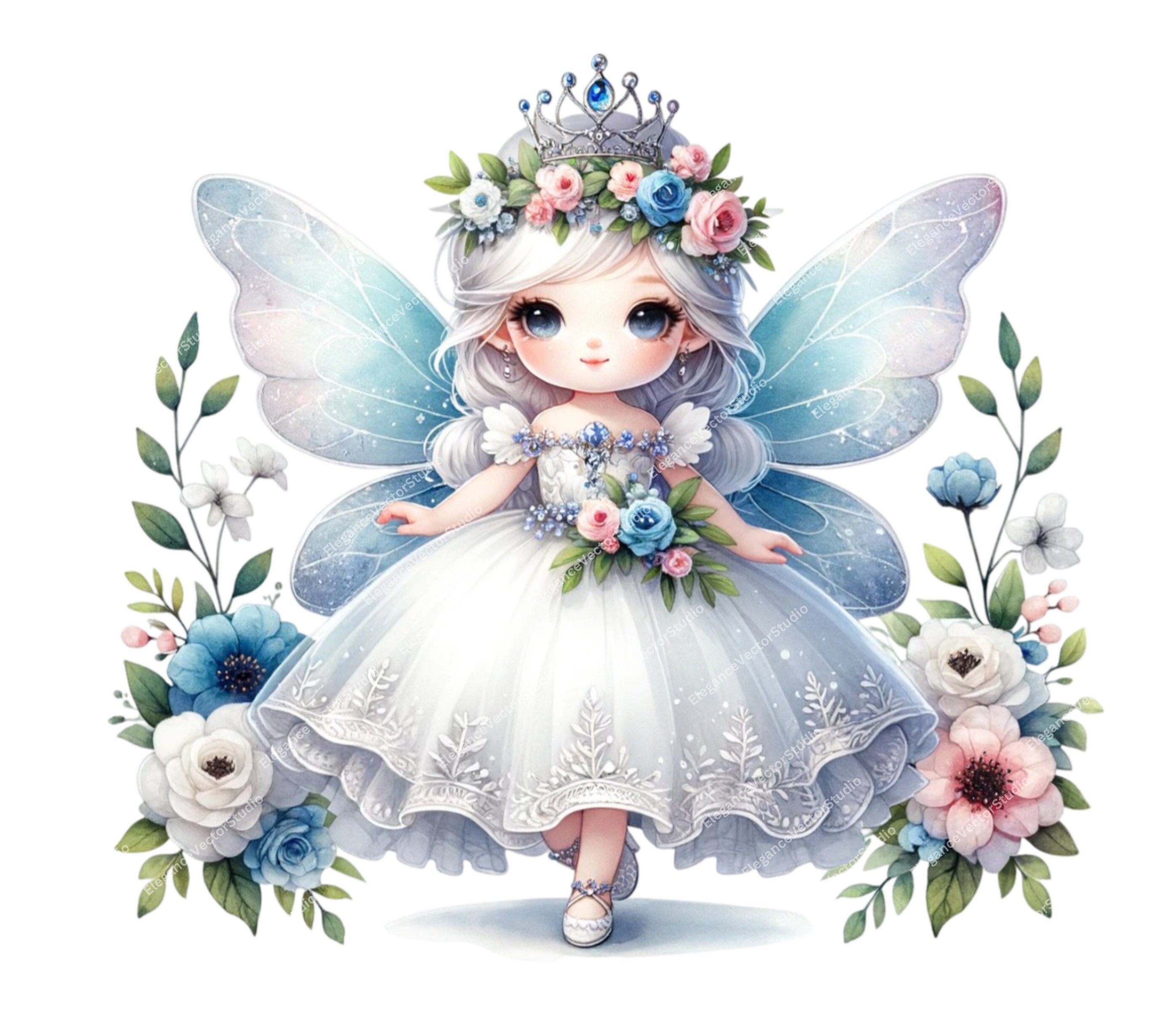 Floral Fairy Clipart Bundle, Spring Floral Fairy Clipart, Watercolor ...