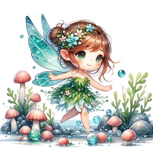 Ocean Fairy Clipart Bundle, Spring Forest Fairy Clipart, Watercolor ...