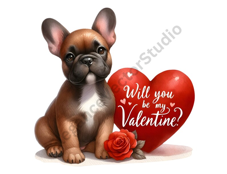Valentine French Bulldog Clipart, Set of 41 Images, Valentines Day ...