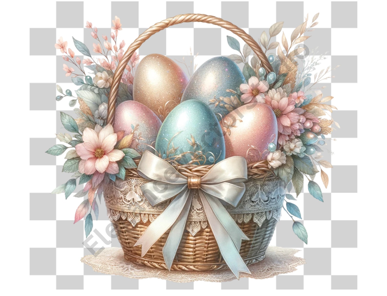 Watercolor Easter Basket Clipart, Easter Clipart Set, Watercolor Easter ...