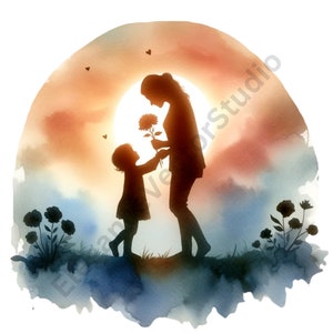 Happy Mother's Day Clipart Bundle, Mom and Child Clipart Set, Mothers ...