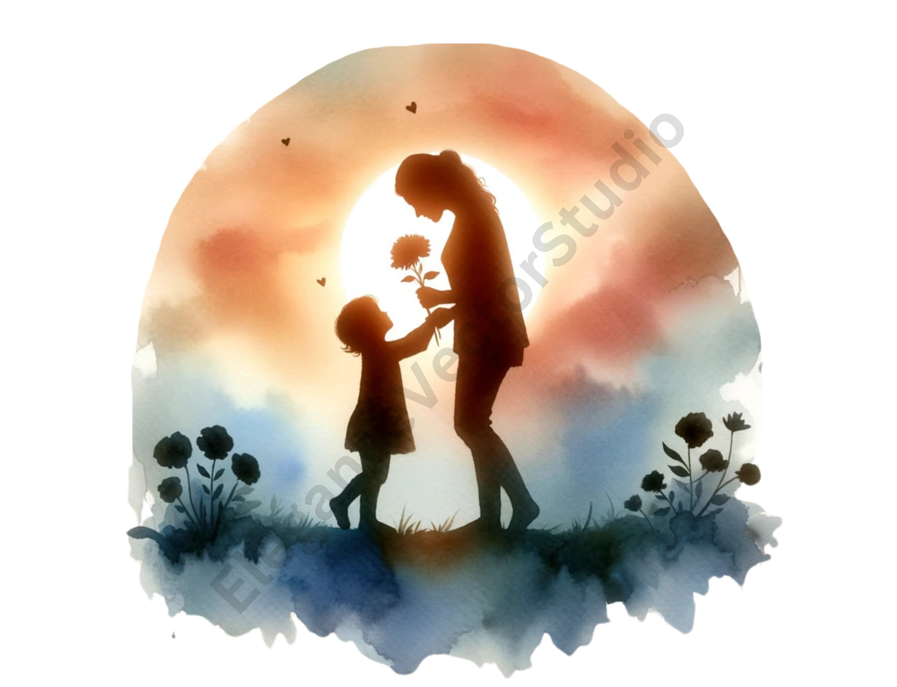 Happy Mother's Day Clipart Bundle, Mom and Child Clipart Set, Mothers ...