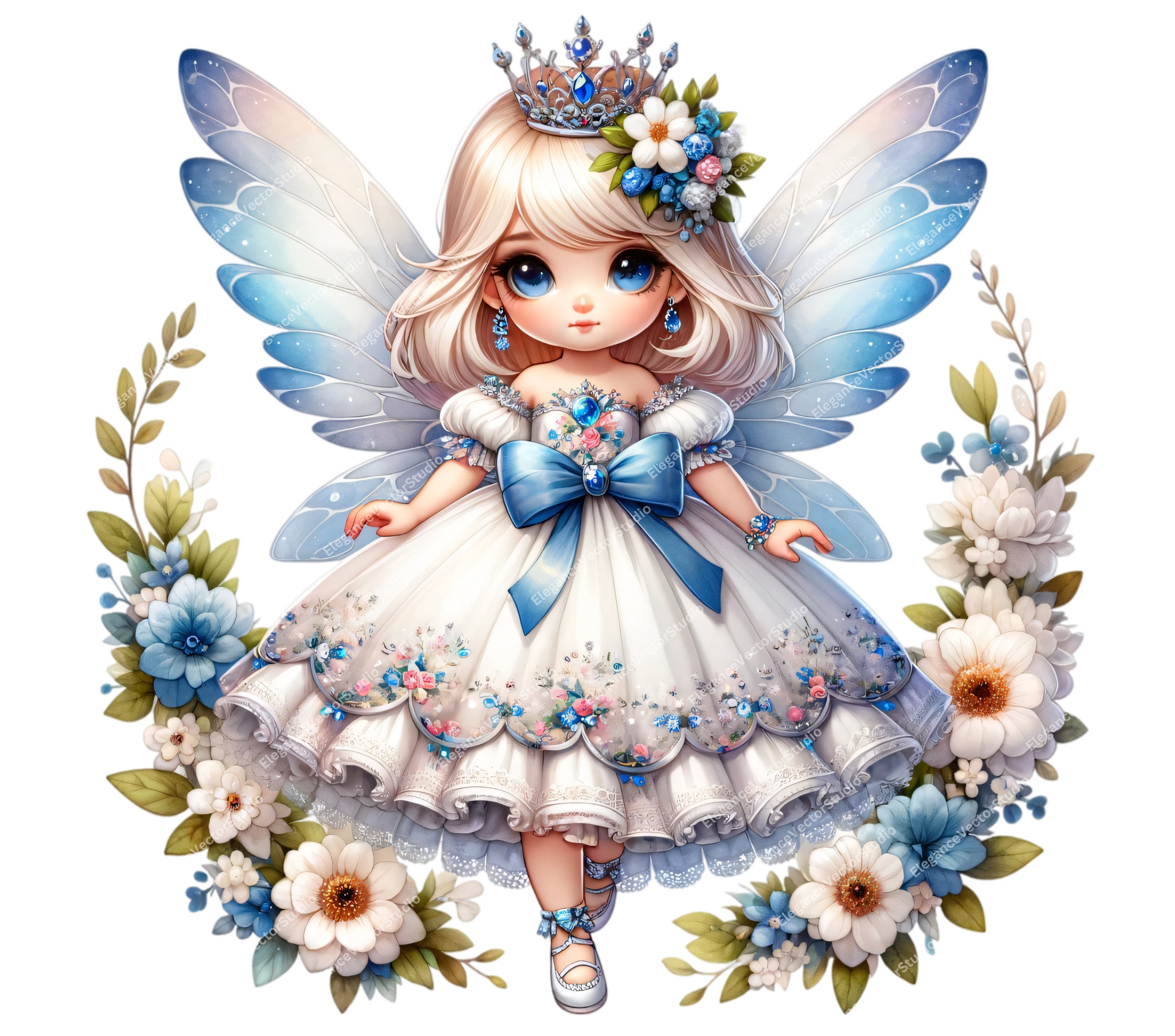 Floral Fairy Clipart Bundle, Spring Floral Fairy Clipart, Watercolor ...