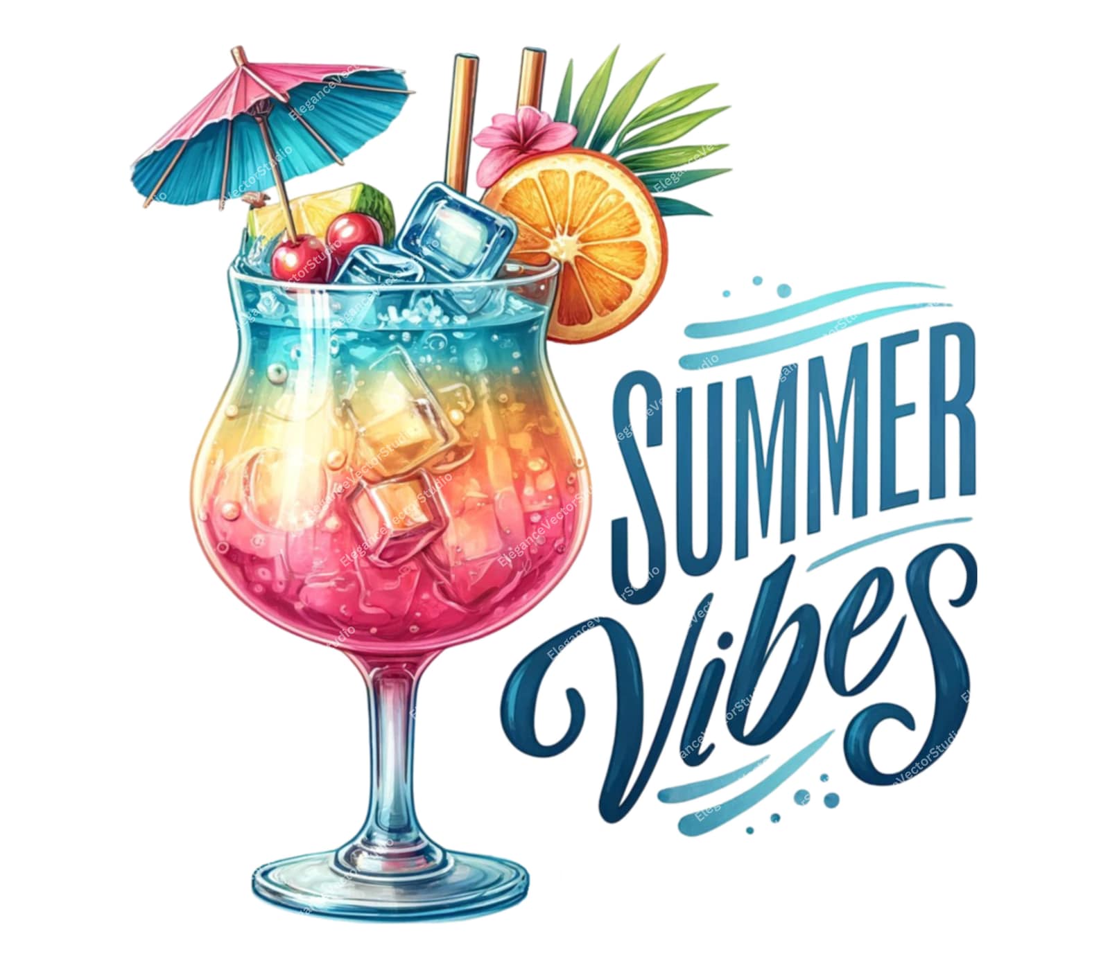 Summer Cocktails Clipart Bundle: 20 Transparent PNG Graphics ...