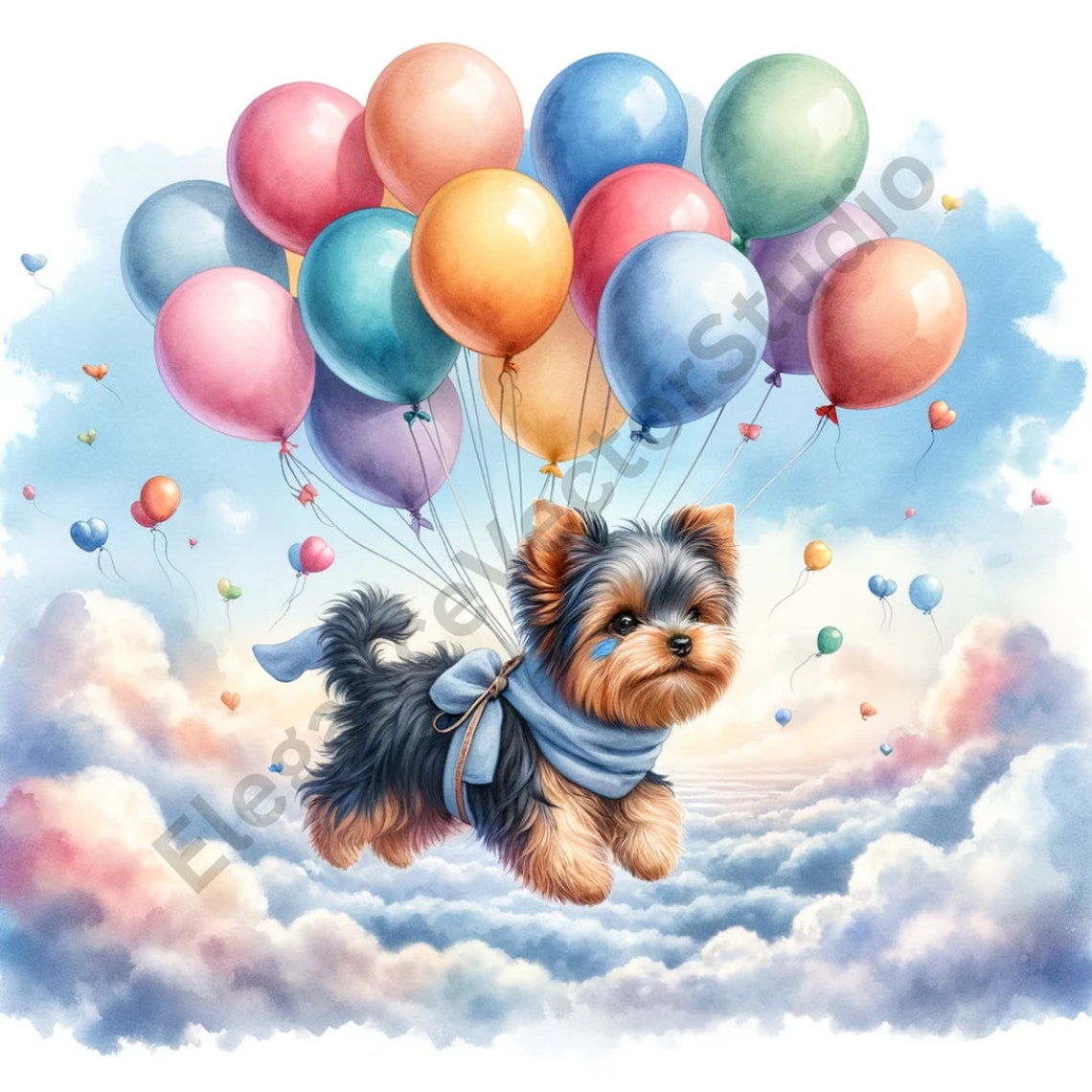 Watercolor Yorkshire Terrier Clipart Bundle, Yorkie Set of 20, Yorkie Lover Gift, Dog Clipart ...