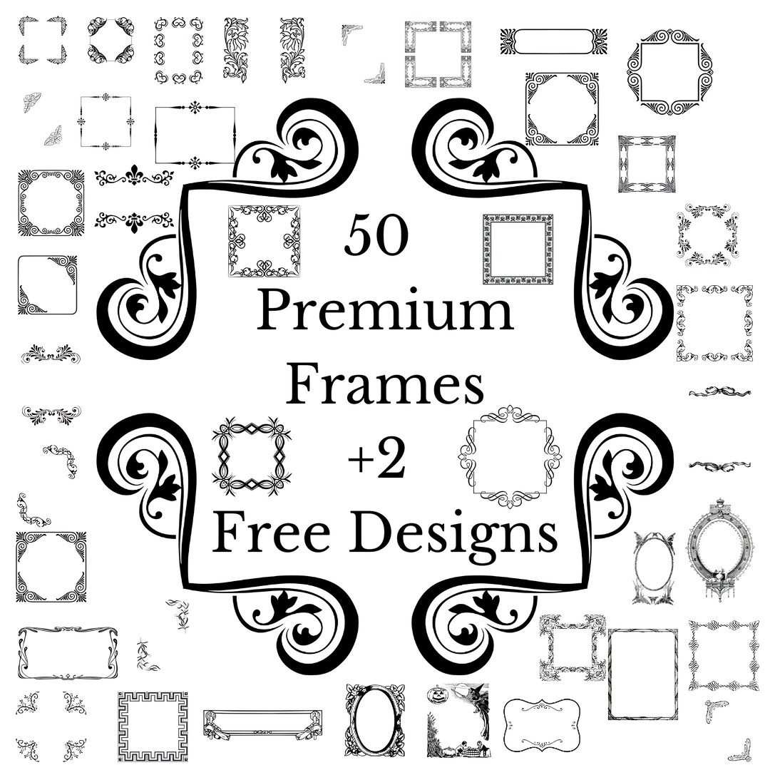 50 Premium Decorative Frames, Frame Set Floral Decore Frame Set Flower ...