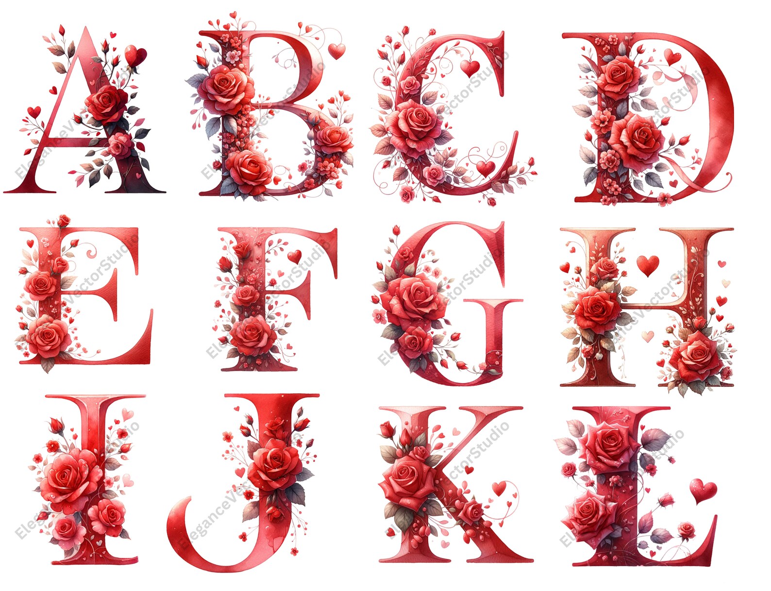 Valentines Day Alphabet PNG, Valentines Letters Print, Valentines ...