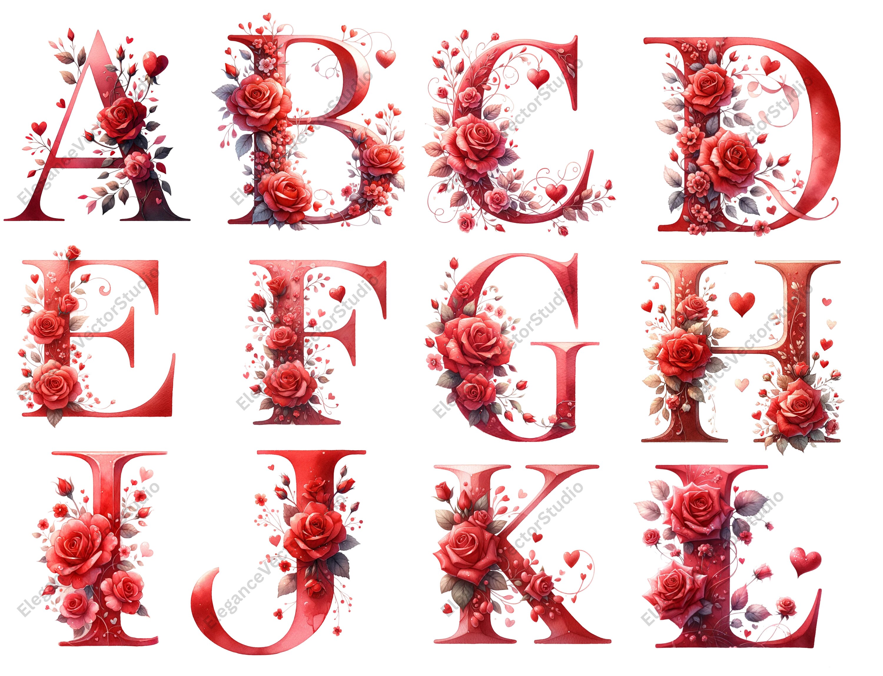 Valentines Day Alphabet PNG, Valentines Letters Print, Valentines ...